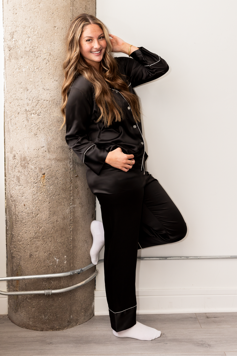 Black Satin Pajamas Pants Set – Spikes and Seams