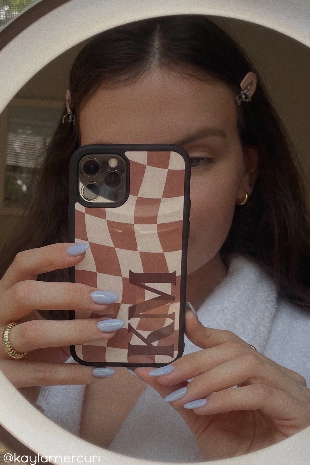 Custom Brown Checkered iPhone case – Spikes and Seams