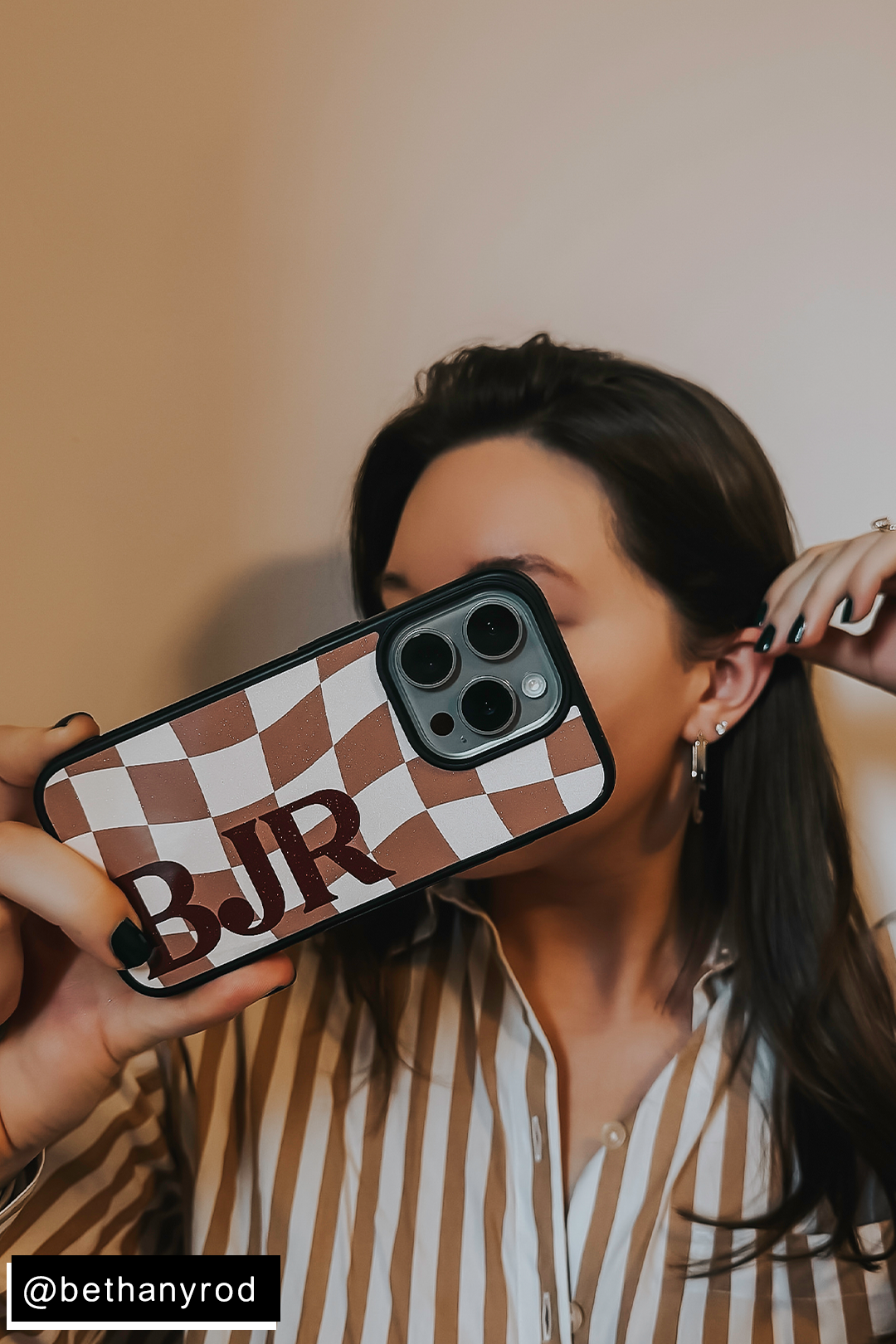 Custom Brown Checkered iPhone case – Spikes and Seams