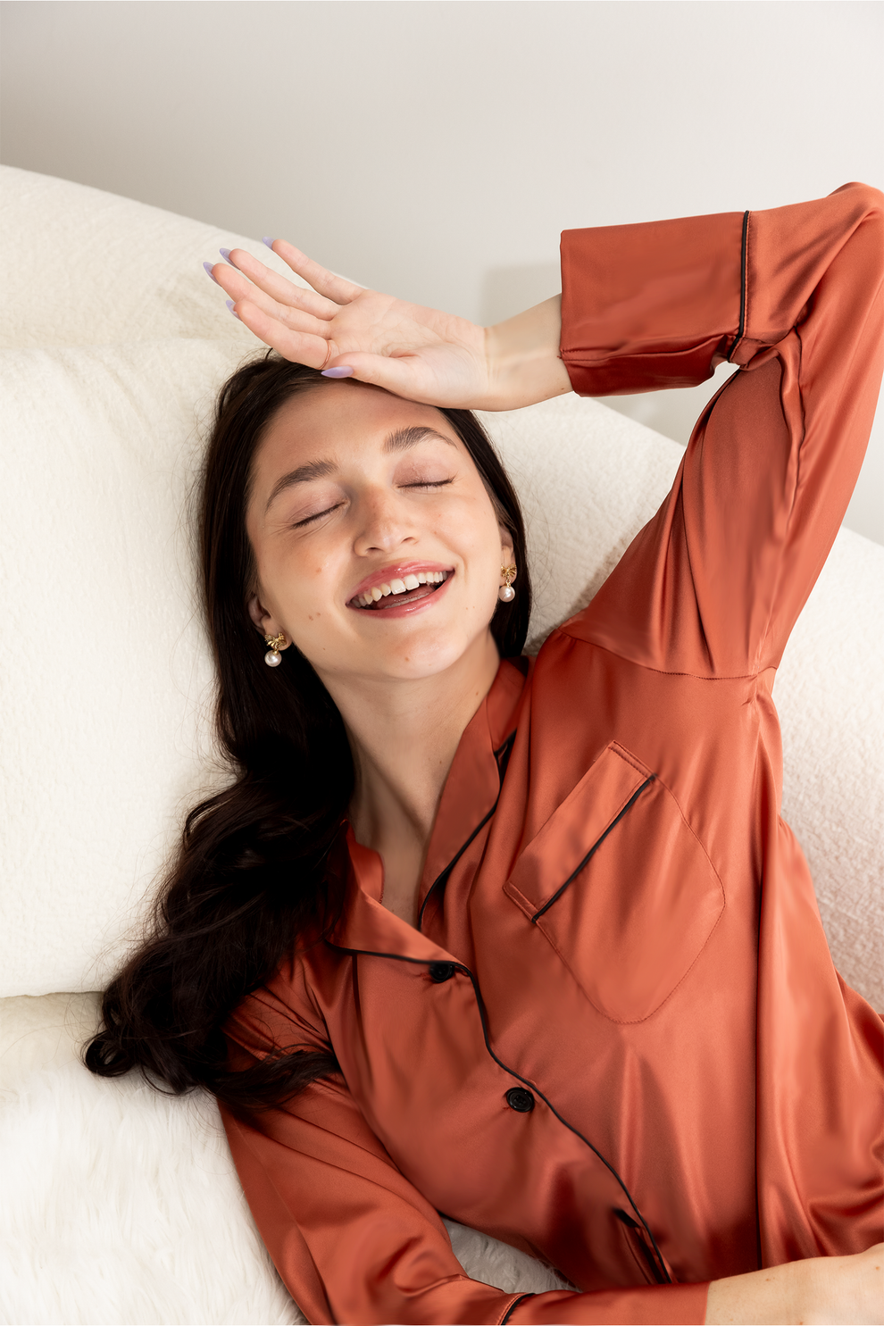 Burnt Orange Satin Pajamas Pants Set – Spikes and Seams