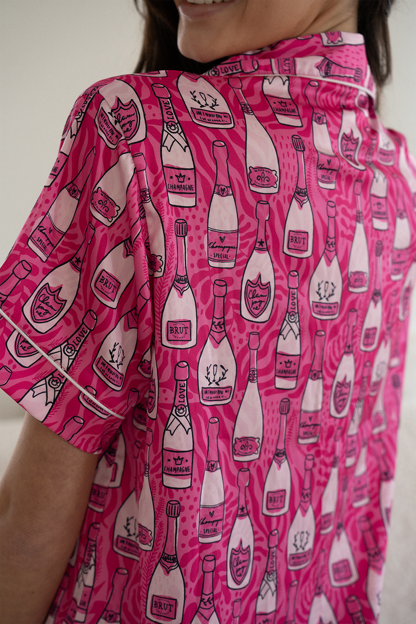 Feeling Bubbly Pink Champagne Pajamas – Spikes and Seams
