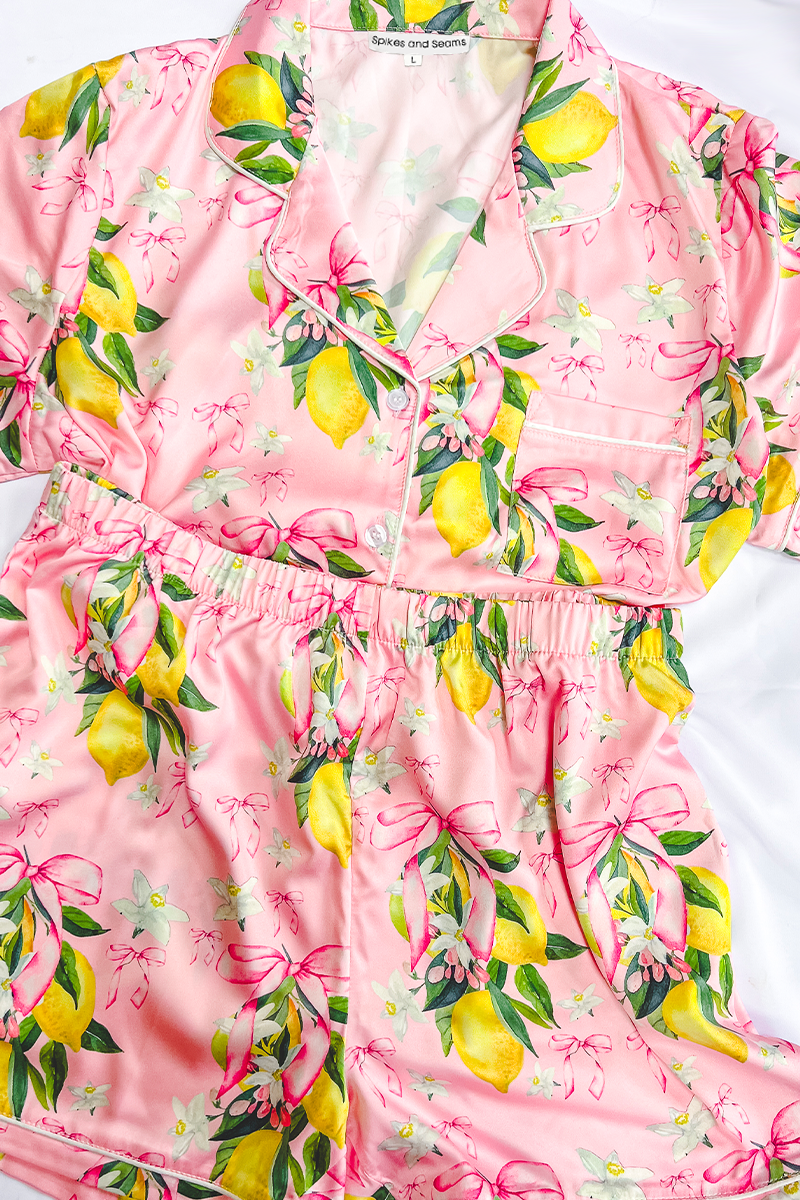 Citrine Coquette Satin Pajamas – Spikes and Seams