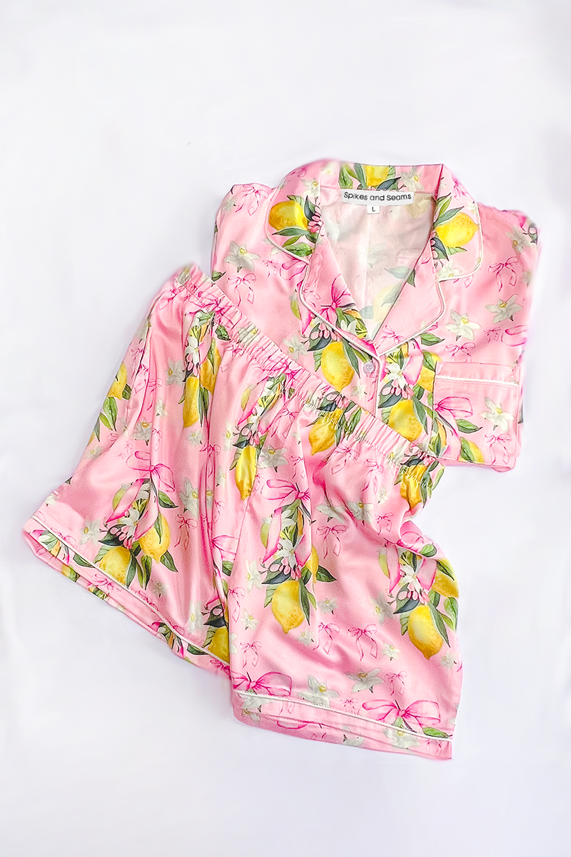 Citrine Coquette Satin Pajamas – Spikes and Seams