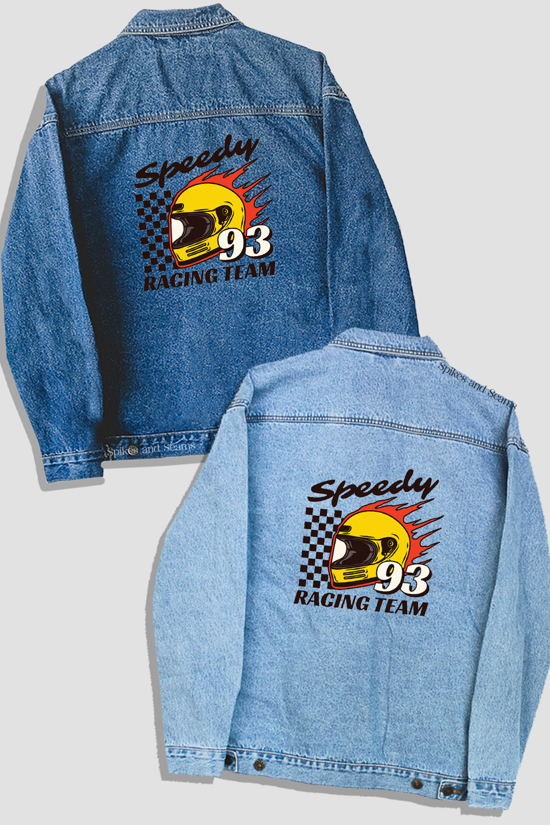 Custom Image or Design Denim Jacket – Spikes and Seams