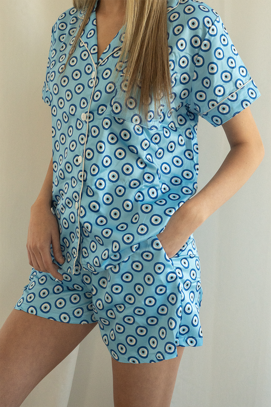 Evil Eye Custom Satin Pajamas – Spikes and Seams