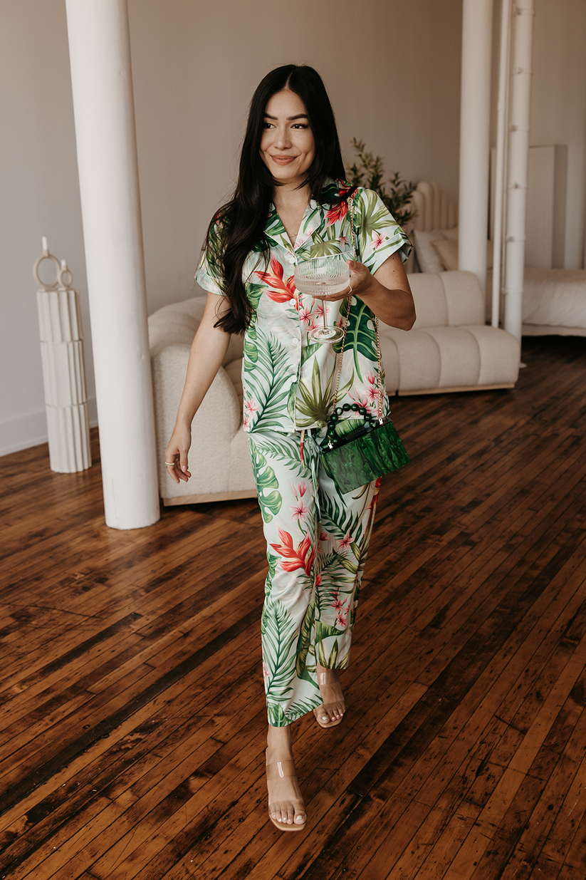 Mint Tropical Pajama Pants set – Spikes and Seams