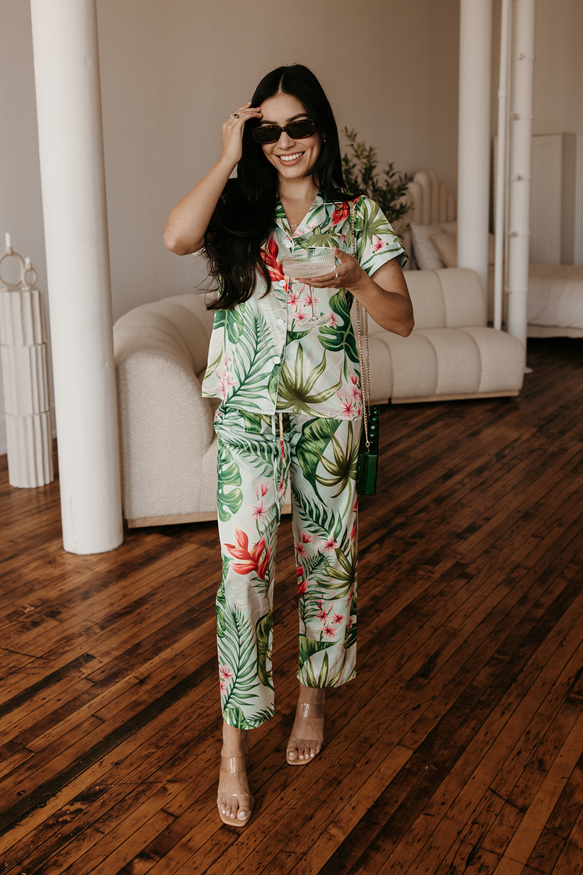 Mint Tropical Pajama Pants set – Spikes and Seams