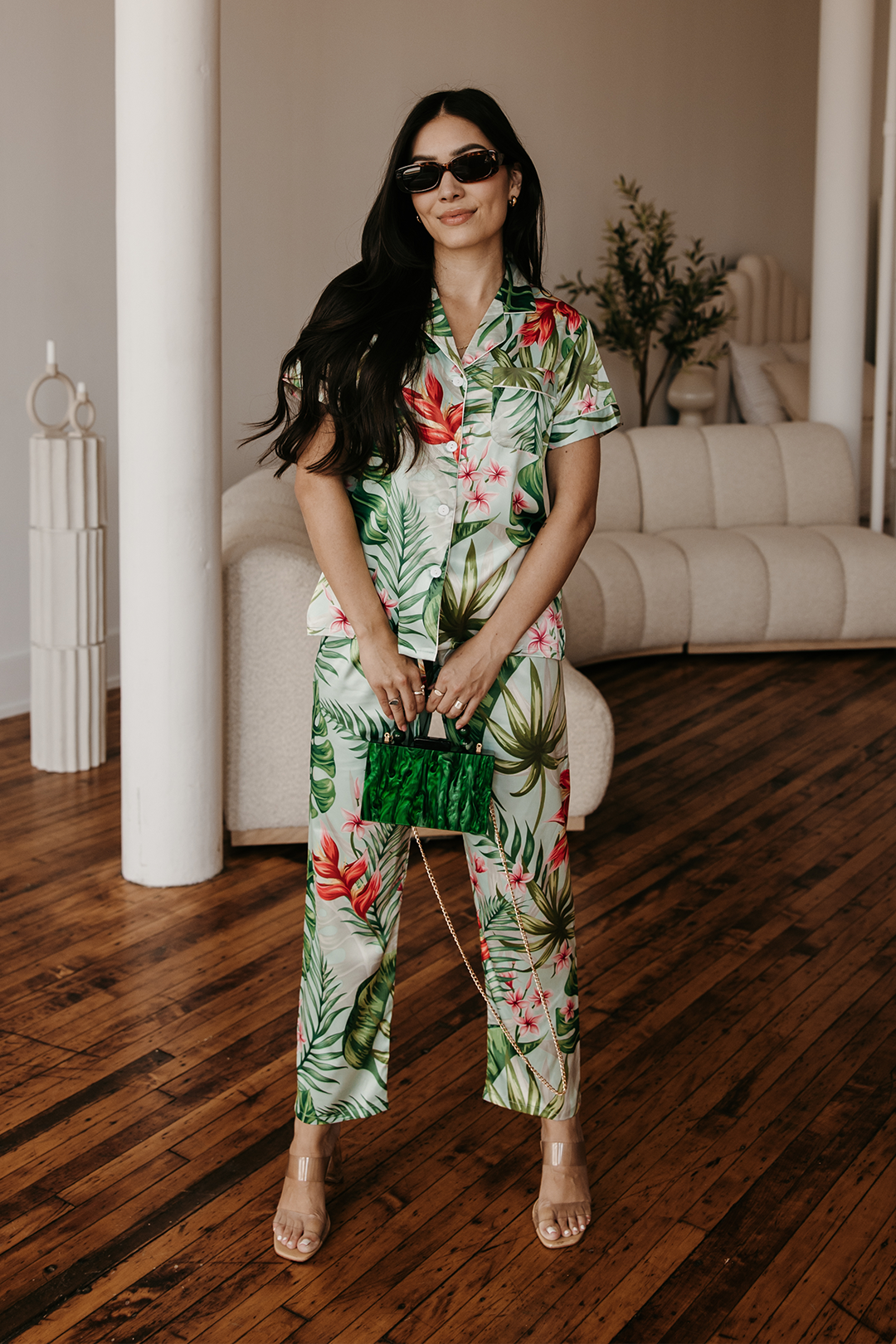 Mint Tropical Pajama Pants set – Spikes and Seams