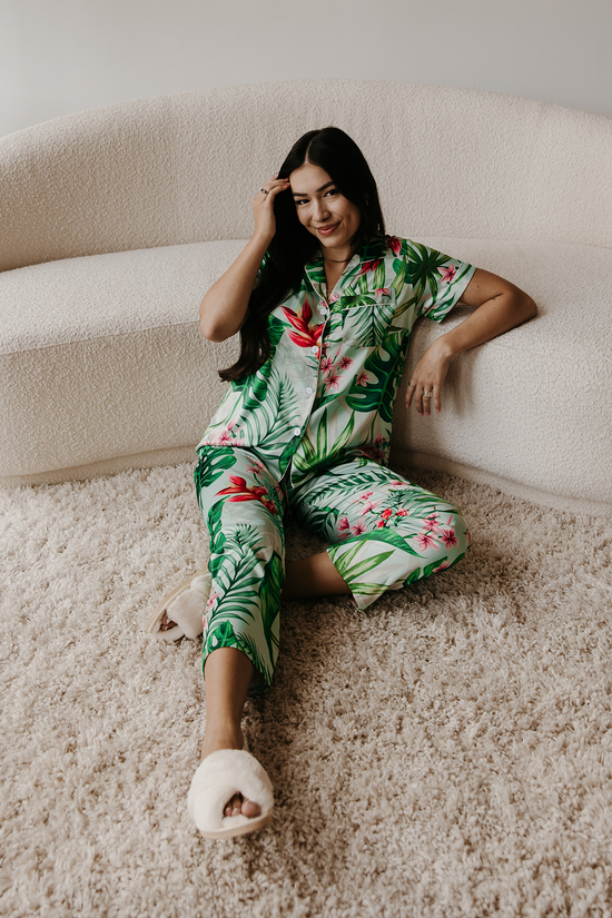 Custom Mint Tropical Pajamas Pants set – Spikes and Seams