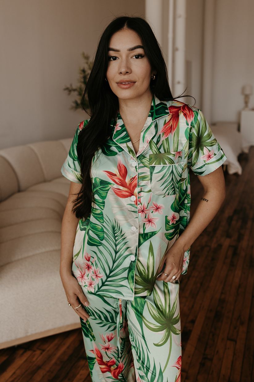 Mint Tropical Pajama Pants set – Spikes and Seams