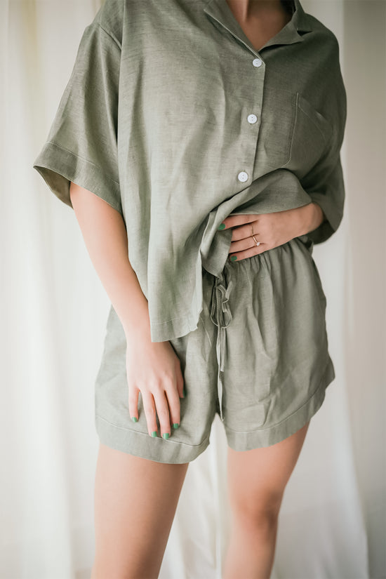 Olive Linen Matching Set – Spikes and Seams
