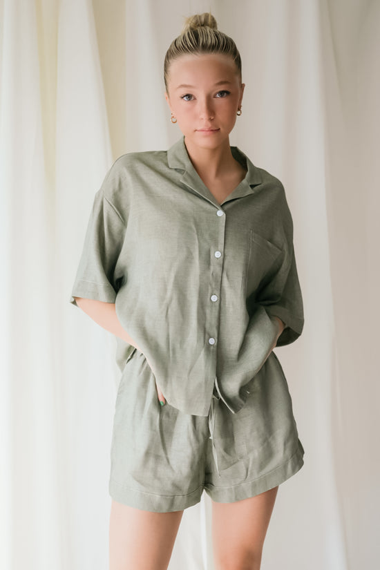 Olive Linen Matching Set – Spikes and Seams