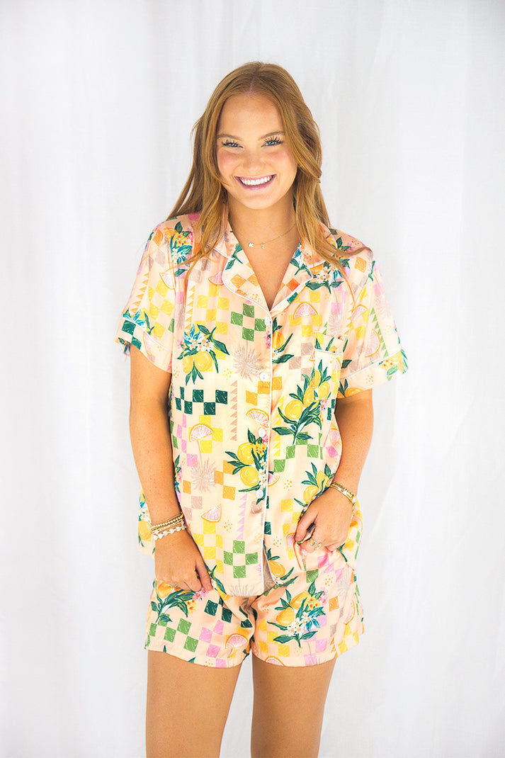 Checkered Picnic Satin Pajamas – Spikes and Seams