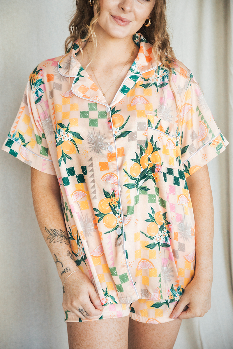 Checkered Picnic Satin Pajamas – Spikes and Seams