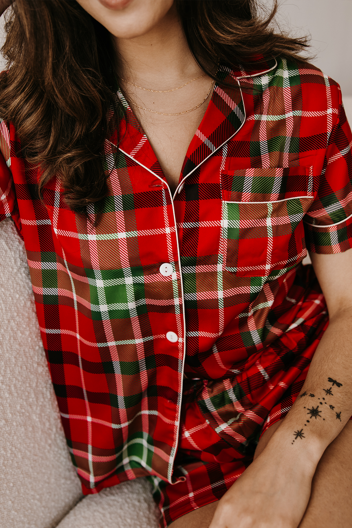 Women's Red Plaid Satin pajamas – Spikes and Seams