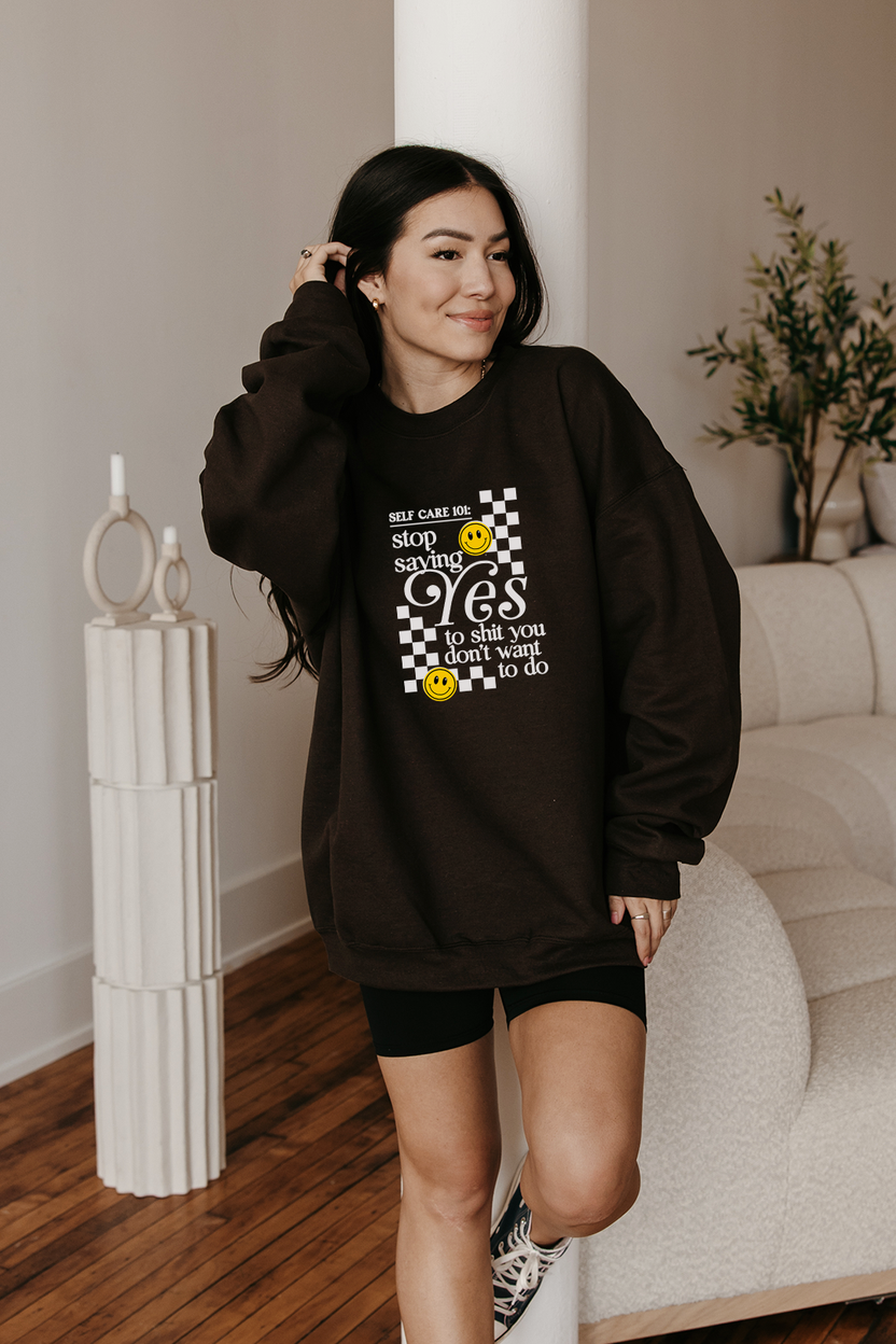 Stop Saying Yes crewneck - Dark Chocolate – Spikes and Seams