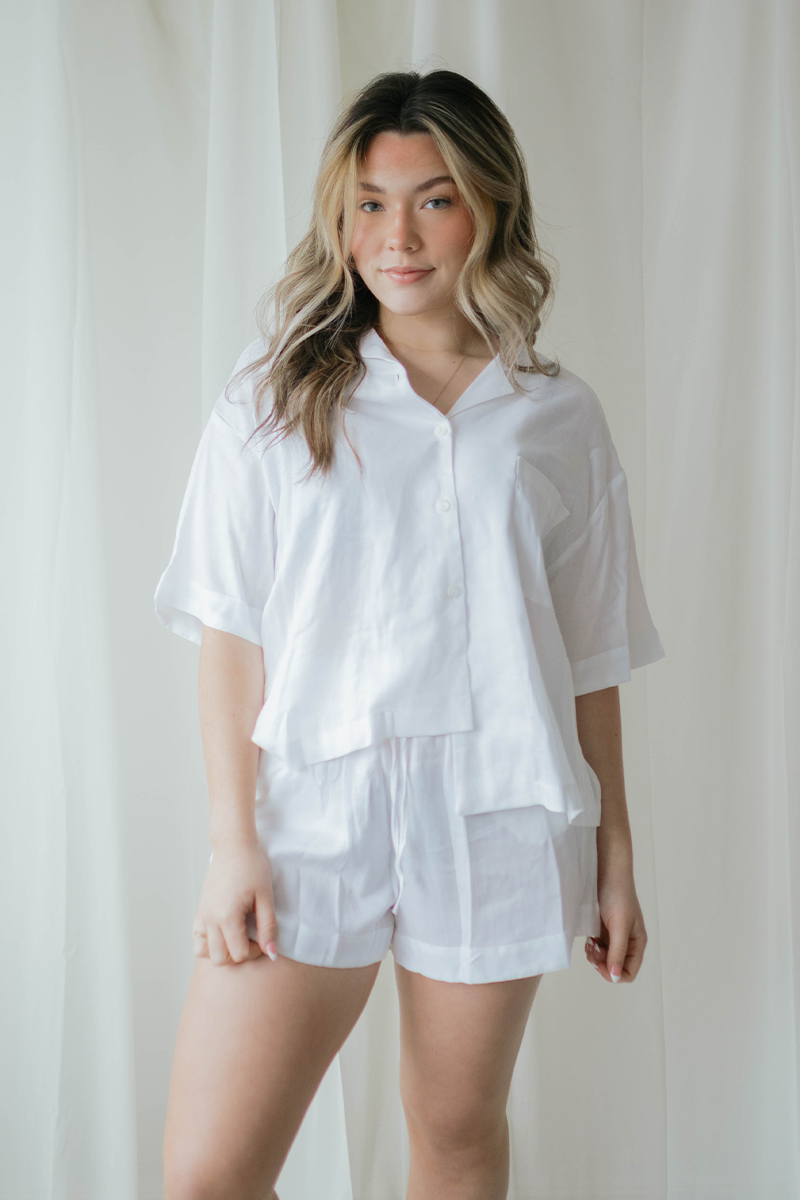 White Linen Matching Set – Spikes and Seams