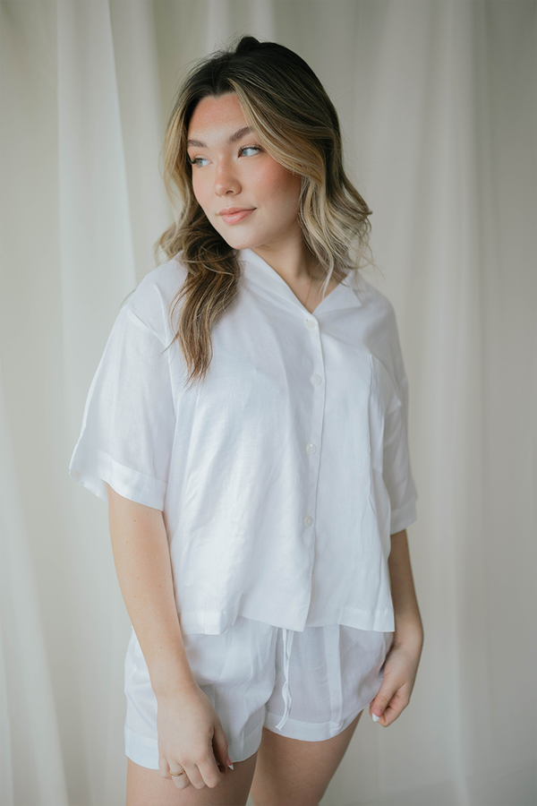White Linen Matching Set – Spikes and Seams