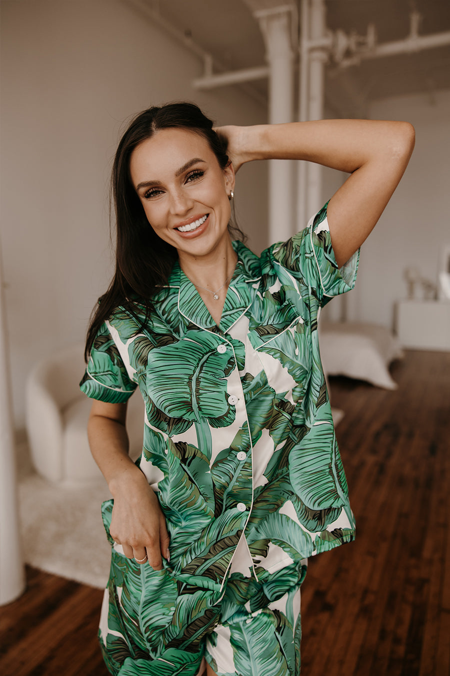 Women's Custom Green Banana Leaf Pajamas – Spikes and Seams